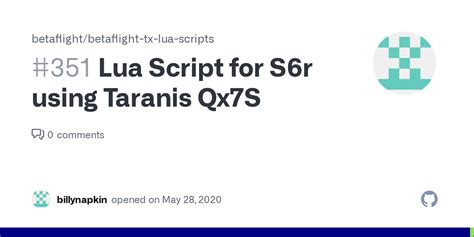 Lua Script For S6r Using Taranis Qx7s · Issue 351 · Betaflightbetaflight Tx Lua Scripts · Github