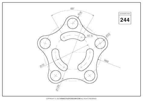 Studycadcam 2d Cad Exercises 241 Pdf Artofit