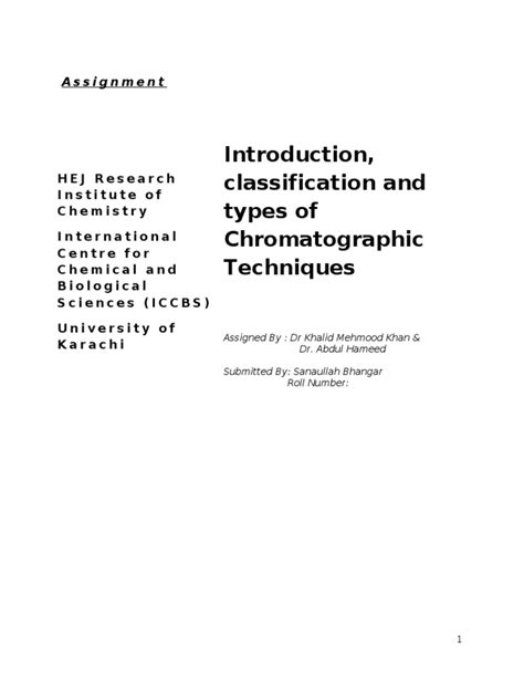 Chromatography Classification Principle Of Working And Selected Techniques Pdf High