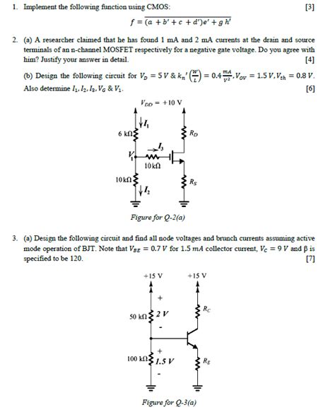 Solved 1 Implement The Following Function Using Cmos 3 F