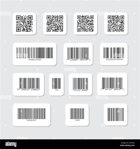 Bar And Qr Codes On White Vector Stickers Set Label Information Data