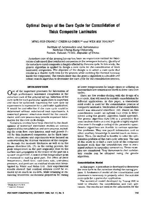 Pdf Optimal Design Of The Cure Cycle For Consolidation Of Thick Composite Laminates