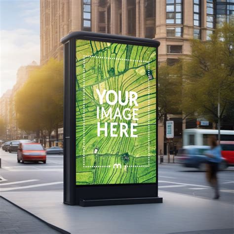 Large Vertical Billboard Mockup On A Busy Street Mediamodifier