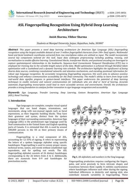 Asl Fingerspelling Recognition Using Hybrid Deep Learning Architecture Pdf