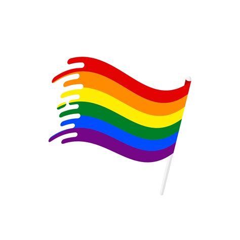 Lgbt Pride Flags Sign Rainbow Vector Rainbow Flag Waving On White