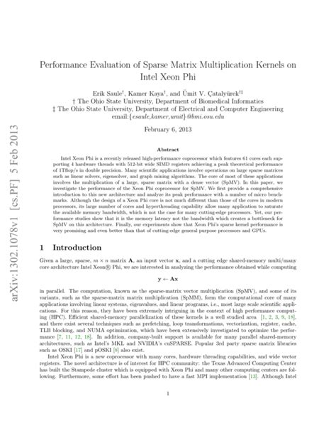 Performance Evaluation Of Sparse Matrix Multiplication Kernels On