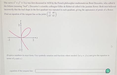 Solved The Curve X Y Xy Was First Discussed In By Chegg Com
