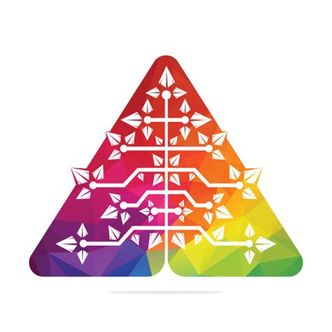 Vector Digital Christmas Tree Technical Triangle Tree Vector Template