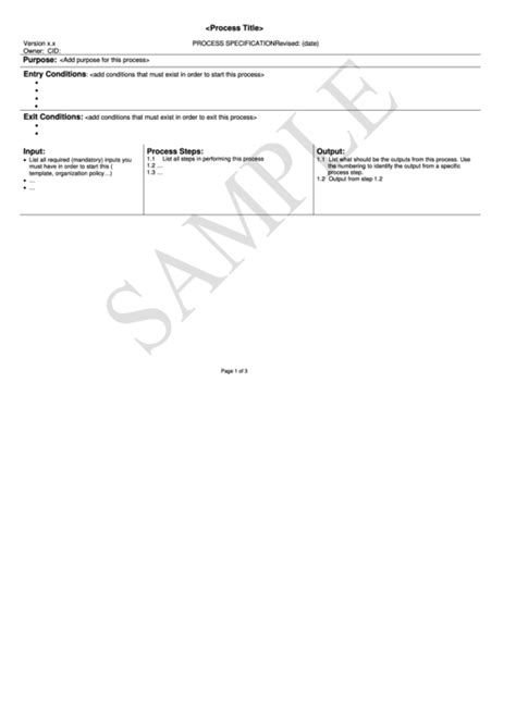 process specification template printable pdf download