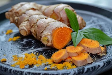 There Is A Painting Of A Tumeric And A Leaf Premium Ai Generated Image There Is A Painting Of A Tumeric And A Leaf Premium Ai Generated Image
