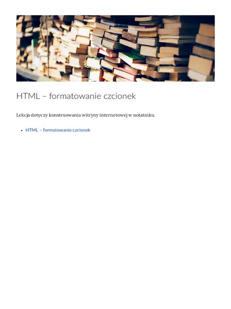 Html Formatowanie Czcionek Pdf