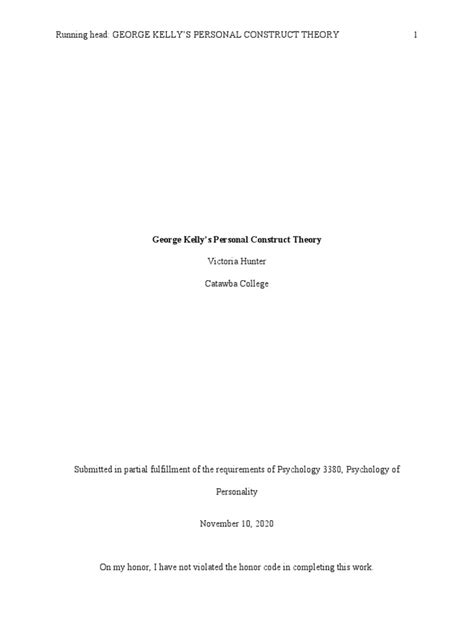 Kellys Personal Construct Theory 1 Pdf Psychotherapy Emotions