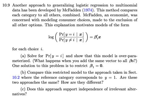 Solved Another Approach To Generalizing Logistic Regression Chegg