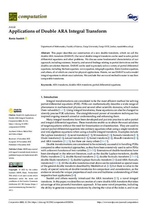 Pdf Applications Of Double Ara Integral Transform
