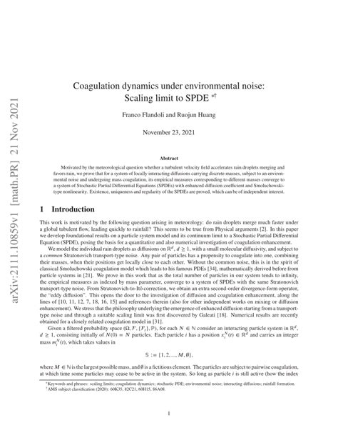 Pdf Coagulation Dynamics Under Environmental Noise Scaling Limit To Spde