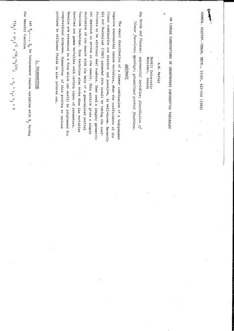 Pdf On Linear Combinations Of Independent Exponential Variables