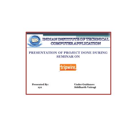 Tripwire Seminar Report With Ppt Digital Education
