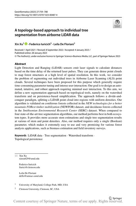 a topology based approach to individual tree segmentation from airborne