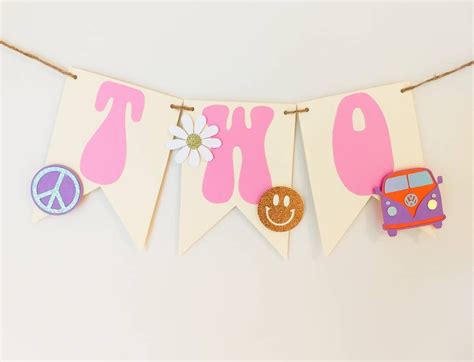 Groovy Birthday Decorations Groovy Banner Girls Name Banner Etsy