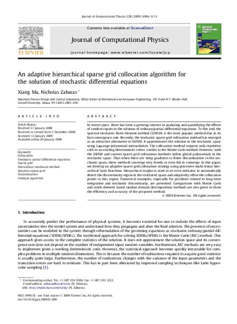 Pdf An Adaptive Hierarchical Sparse Grid Collocation Algorithm For