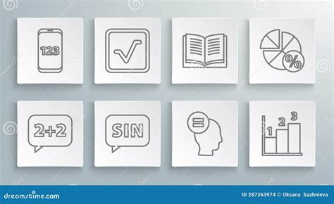 Set Line Graph Schedule Chart Diagram Open Book Human Brain Test Or Exam Sheet Equation