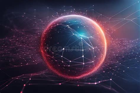 Abstract Data Technology Background With A Network Grid And Particles Connected Sci Fi Digital