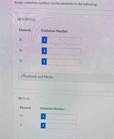 Solved Assign Oxidation Numbers To The Elements In The