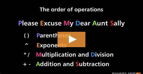 The Order Of Operations Video Exceljet