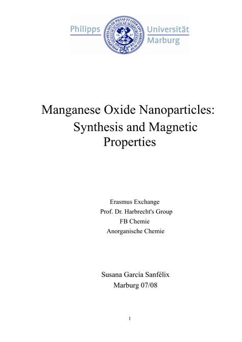 Pdf Manganese Oxide Nanoparticles Synthesis And Magnetic Properties