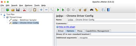 jmeter in jp gc webdriver sampler how to launch the chrome browser in