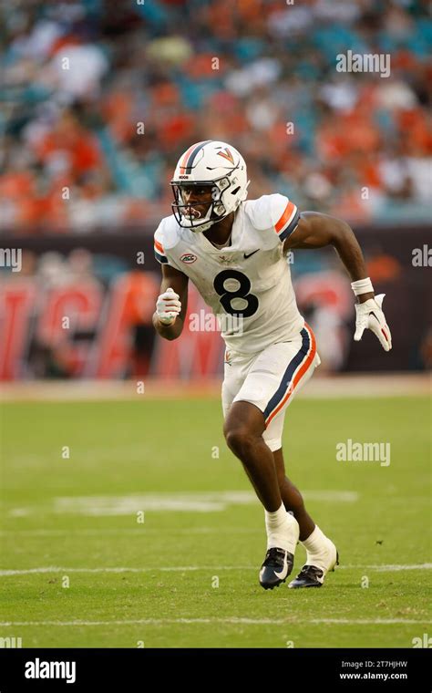 University Of Virginia Wide Receiver Malachi Fields 8 Runs A Pass Route During An Ncaa College