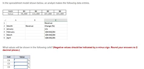 Solved In The Spreadsheet Model Shown Below An Analyst