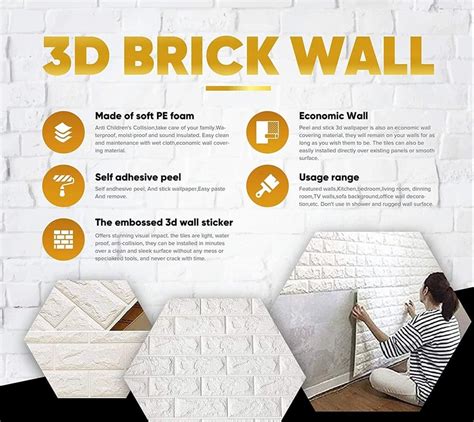 3d White Brick Wallpaper For Wall Pe Foam Wall Stickers Self Adhesive