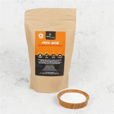 Ecoliving Citric Acid 750g Natural Cleaning Ingredients Green Tulip