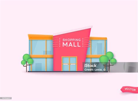 Shopping Mall Building Exterior Shopping Concept 3d Web Vector Illustrations Stock Illustration