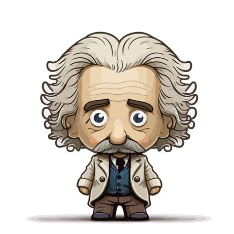 Little Friendly Albert Einstein Famous Scientist Vector Illustration