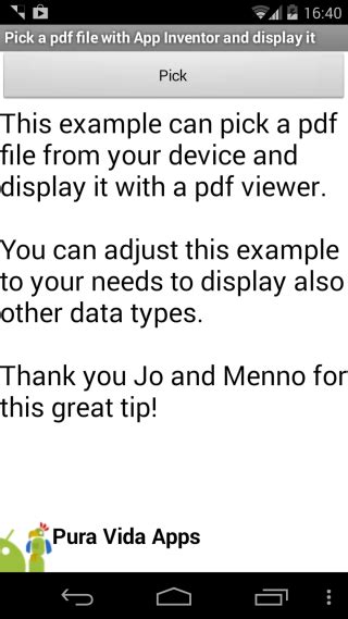app inventor tutorials and examples pick a file pura vida apps