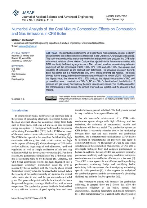 Pdf Numerical Analysis Of The Coal Mixture Composition Effects On Combustion And Gas Emissions