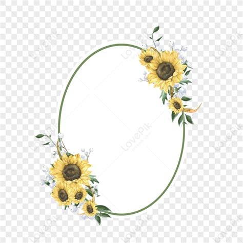 타원형 간단한 해바라기 꽃 일러스트 테두리장식적인초대 Png 일러스트 무료 다운로드 Lovepik