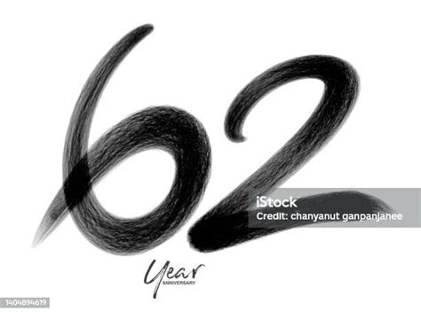 62 주년 기념 벡터 템플릿 62 년 로고 디자인 62 번째 생일 검은 글자 번호 브러시 그리기 손으로 그린 스케치 숫자 로고 디자인 벡터 일러스트 레이 션 0명에 대한