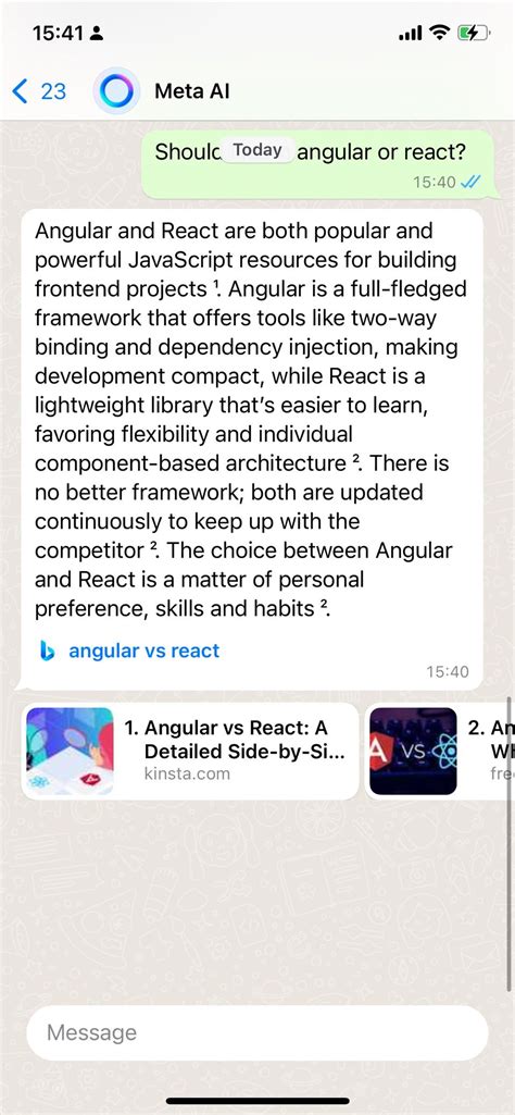 Mothusi Molorane On Linkedin I Ask Meta Ai Whether I Should Learn Angular Or React She Did
