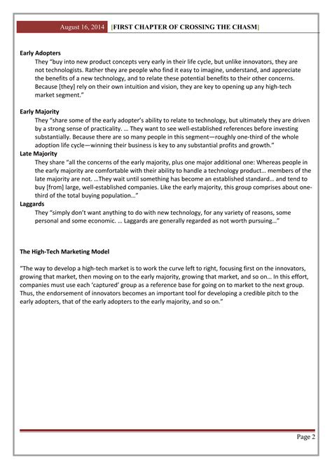 Crossing The Chasm Doc Business Business And Finance