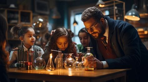 Premium Photo A Teacher Conducting Science Experiment Background