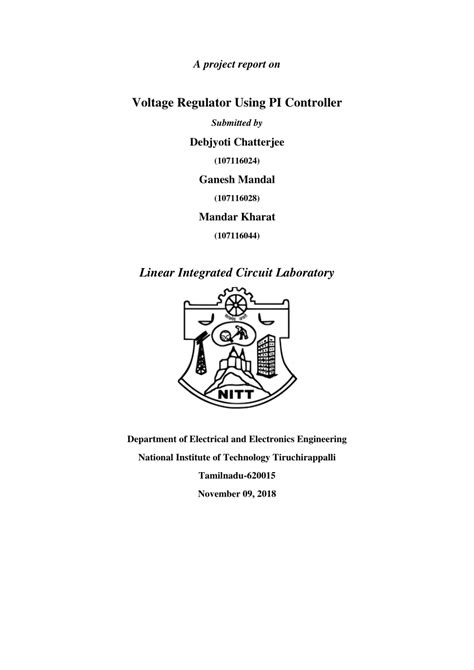 Pdf Voltage Regulator Using Pi Controller