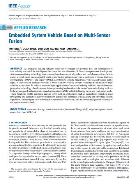 Embedded System Vehicle Based On Multi Sensor Fusion Download Free