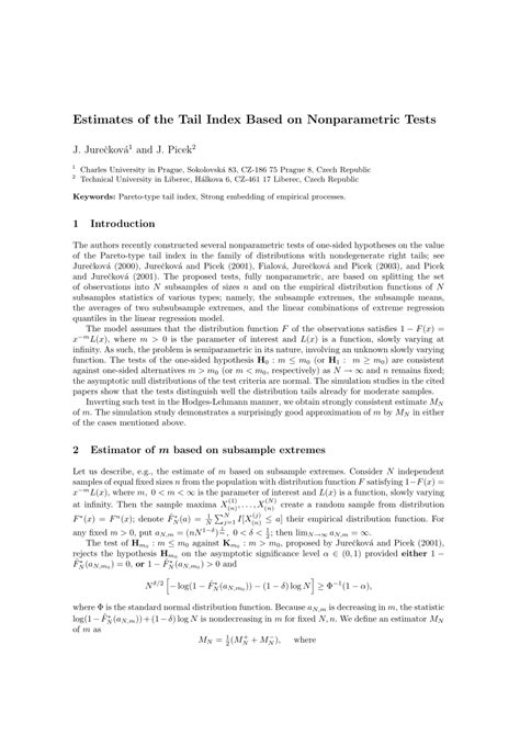 pdf estimates of the tail index based on nonparametric tests