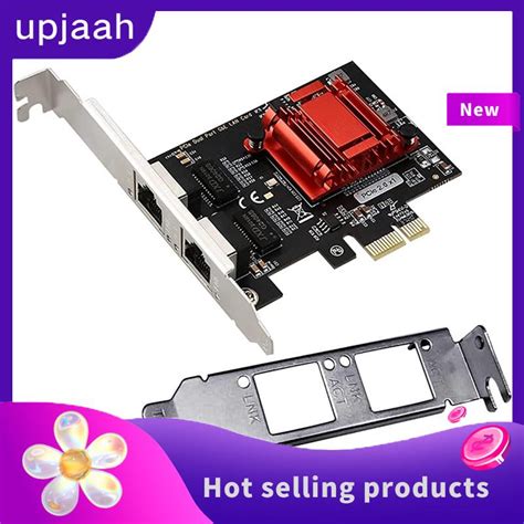 Upjaah Dual Port Pcie Gigabit Network Card 1000m Pci Express Ethernet Adapter With 82576 Two