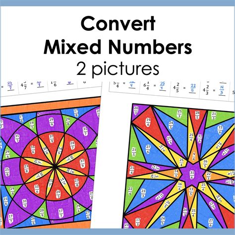 Improper Fractions And Mixed Numbers Color By Number Hooty S Homeroom