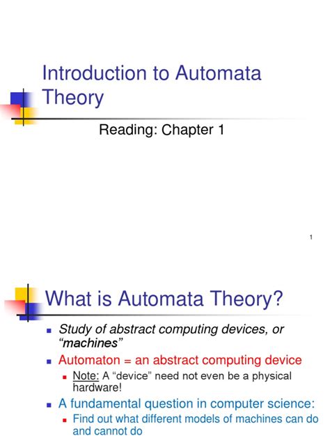 Introduction To Automata Theory Reading Chapter 1 Pdf