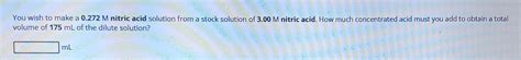 Solved You Wish To Make A M Nitric Acid Solution From A Chegg
